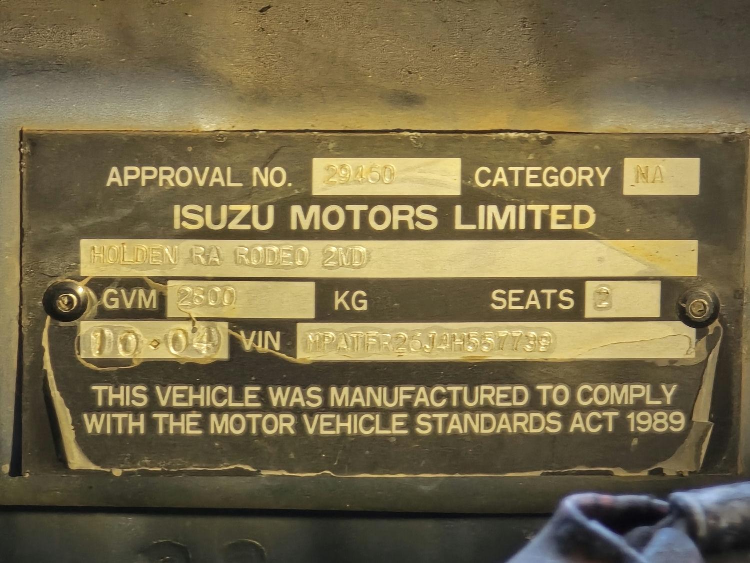 Airbag Module/Sensor Rodeo Holden 2004